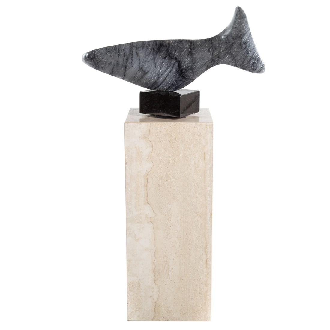Dwight, Gray Fish Carved Marble Abstract Sculpture Auction