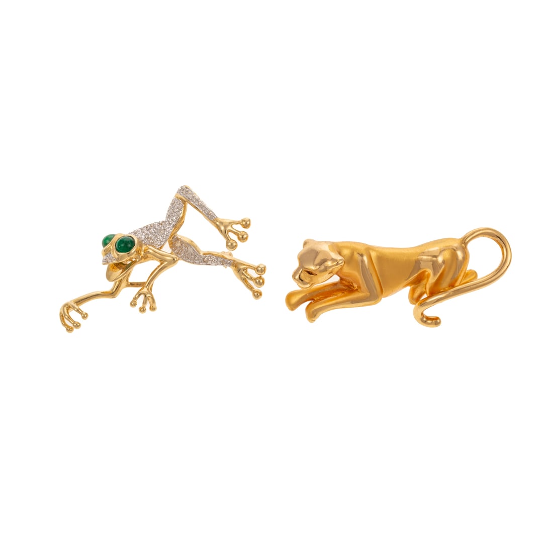 A Whimsical Frog & Leopard Pin In 14k & 18k Auction