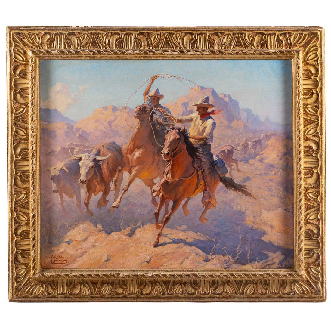 Adam Styka. "the Round Up," Oil Auction