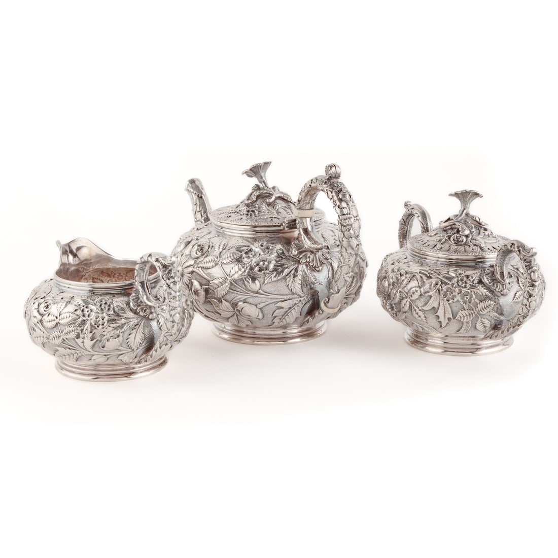 S Kirk & Son Sterling Repousse Tea Set Auction
