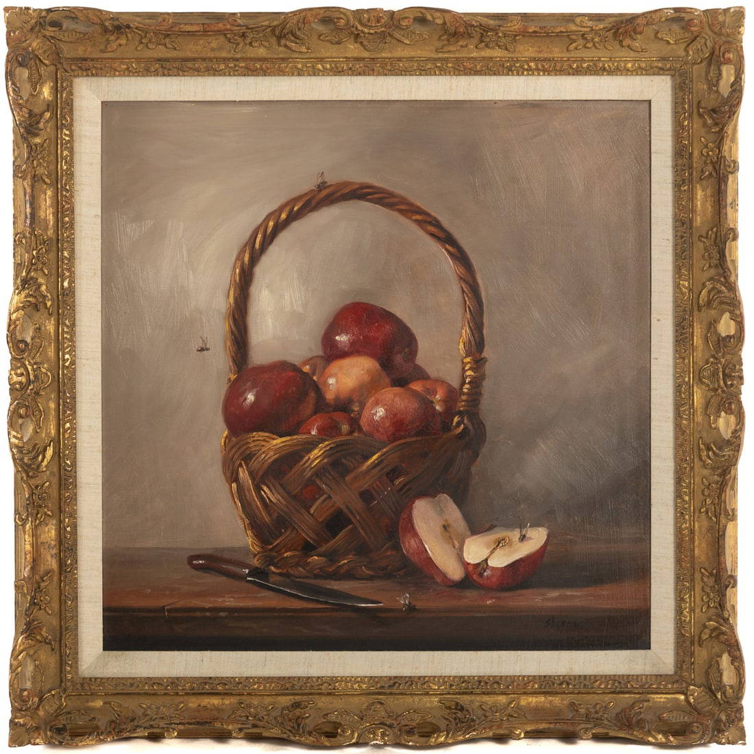 Joseph Sheppard. Still Life With Apples, Oil Auction