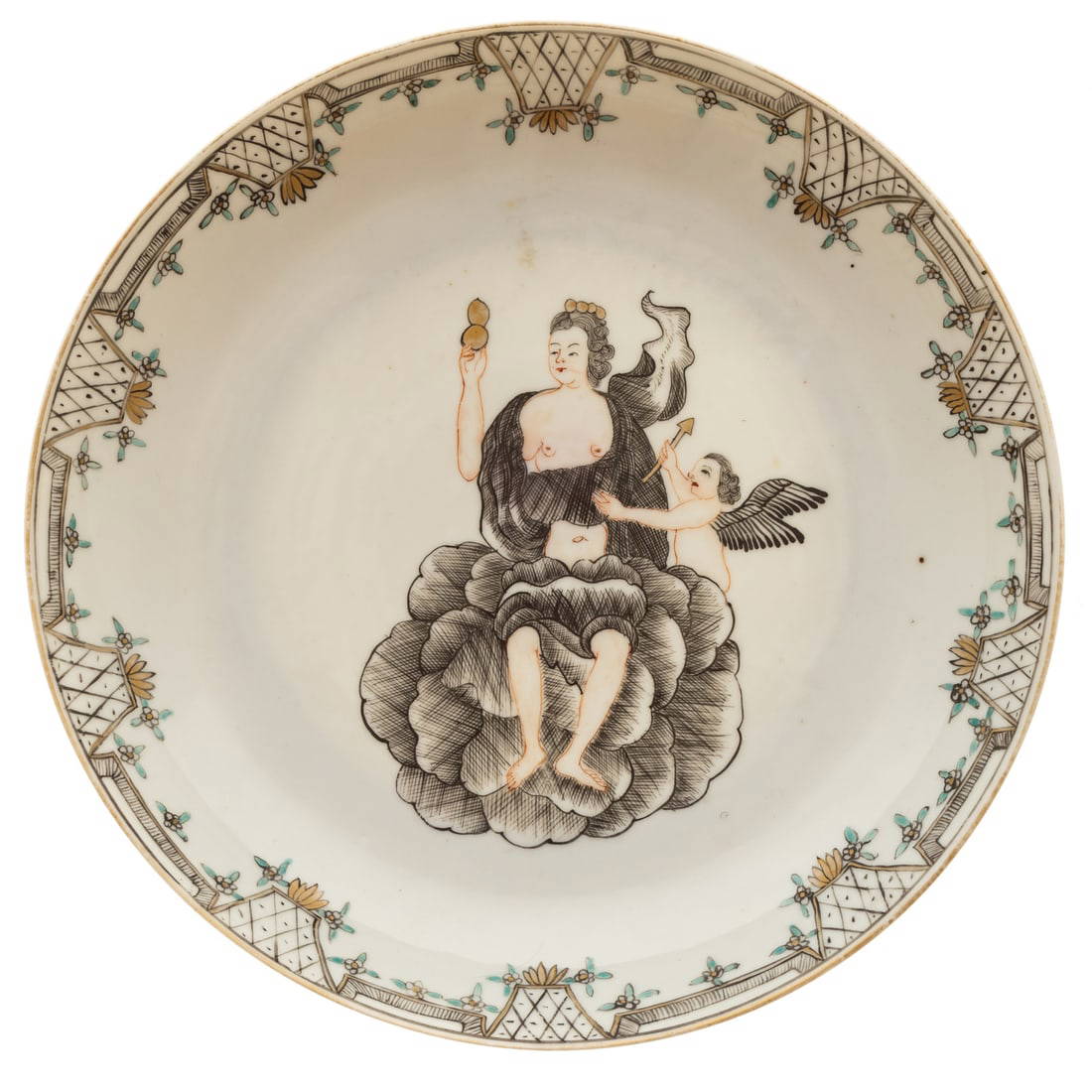 Grisaille European Subject Venus & Cupid Plate Auction