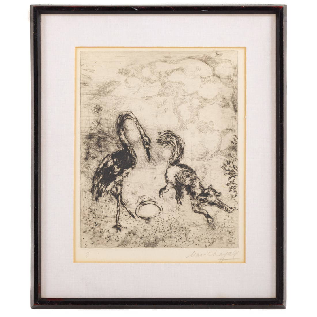 Marc Chagall. "the Fox And The Stork," Etching Auction