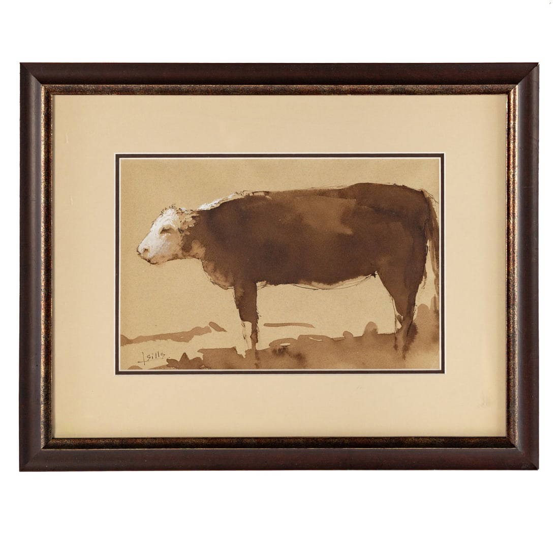 John Brandon Sills. Brown Cow, Watercolor Auction