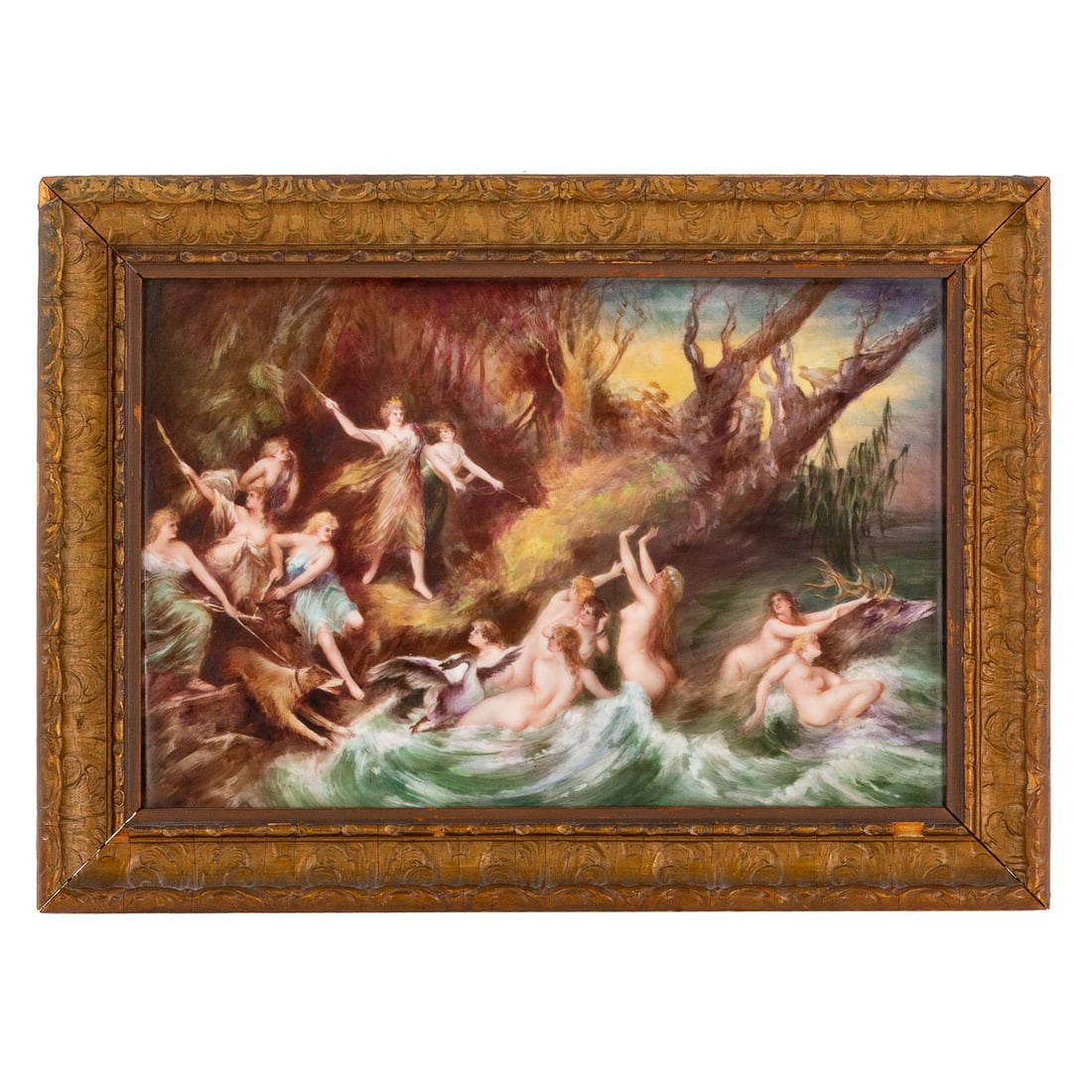 Continental School. Diana And Actaeon, Plaque Auction