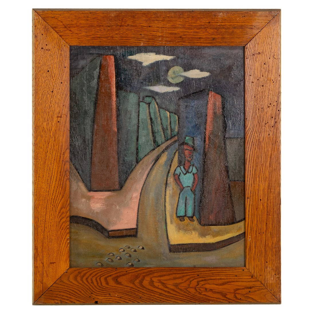 Ralph Mcguire. Man Standing On A Corner, Oil Auction