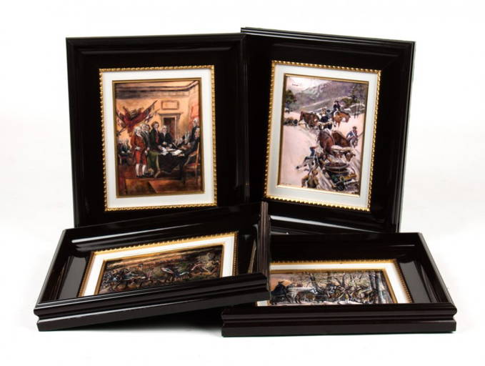 Four Limoges Enamel Plaques