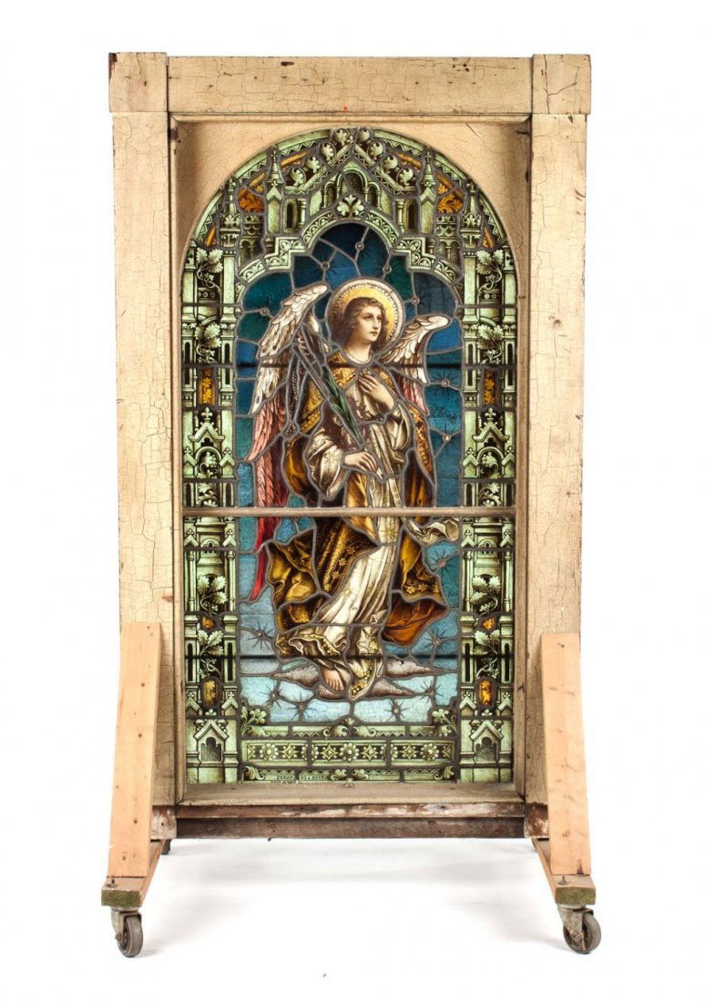 Gothic Revival stained glass window panel