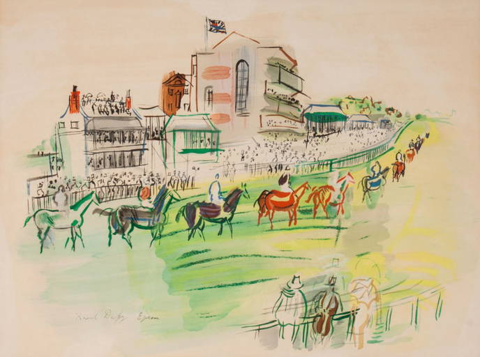 Raoul Dufy. "epsom Race Track," Color Lithograph