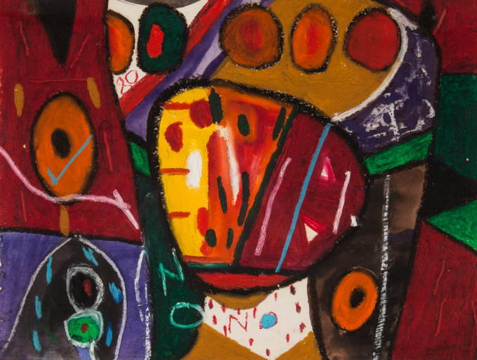 Norris Embry. Untitled Abstract, Tempera On Paper