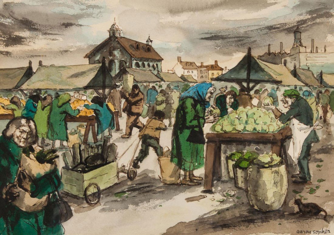 Aaron Sopher. Marketplace Scene, pen, ink, w/c - Jun 29, 2014 | Alex ...