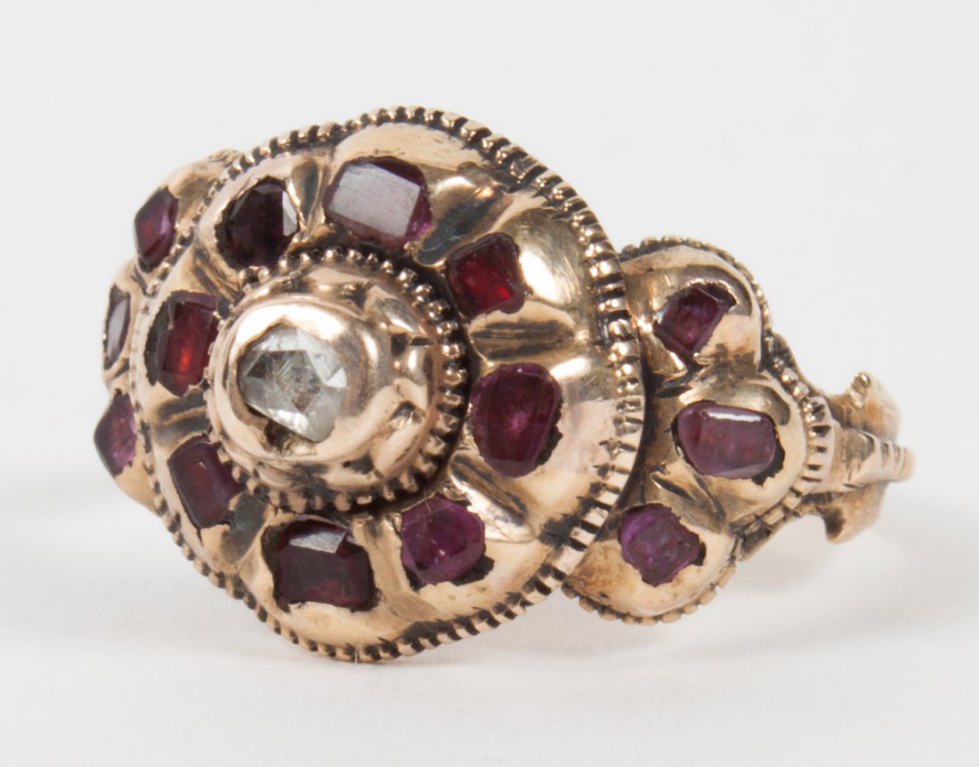 Georgian gold, diamond, and red stone ring - Feb 05, 2015 | Alex Cooper ...