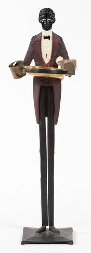 Painted Cast Iron Black Butler Ashtray