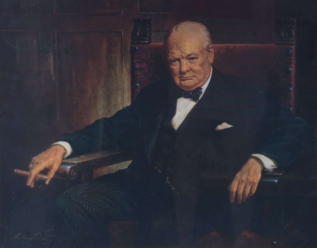 Arthur Pan, Portrait of Winston Churchill, litho