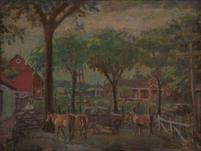 Gerrit Van Sinclair. Farmyard Scene, Oil