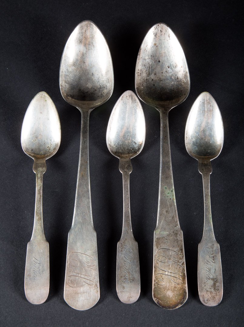 Early American Coin Silver Serving & Teaspoons