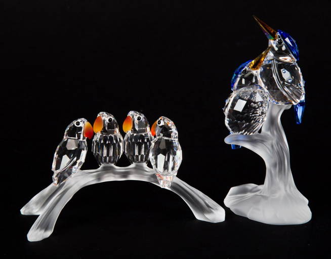 Two Swarovski Crystal Bird Groups