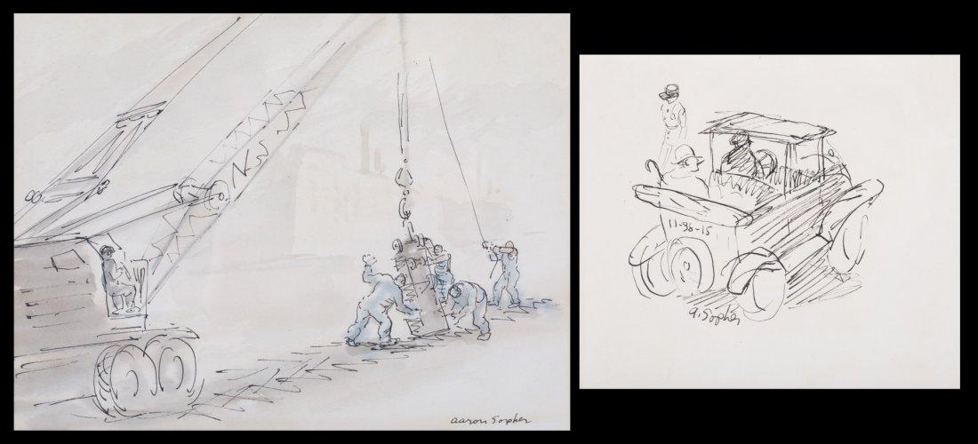 Aaron Sopher. Two pen and ink drawings - Jan 30, 2016 | Alex Cooper in MD