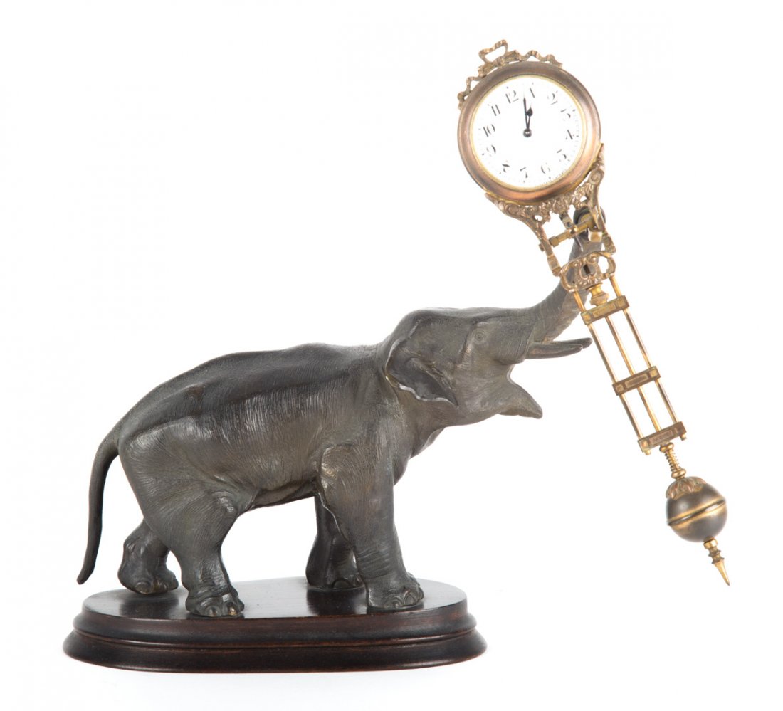 Junghans Spelter Elephant Swinging Clock
