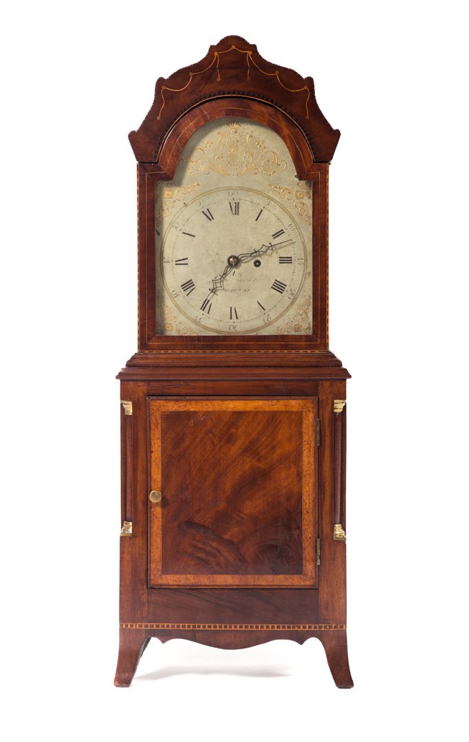 Rare Federal mahogany shelf clock, David Wood