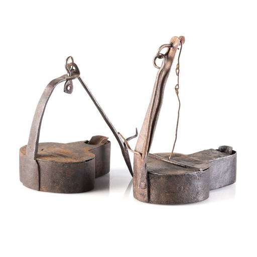 Two Early American Sheet Iron Betty Lamps