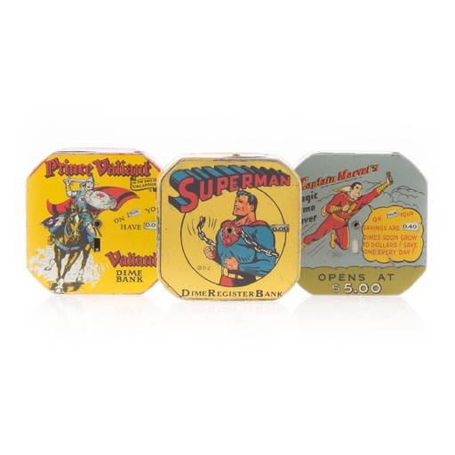 Superman Dime Register Bank And 2 Other Banks Superman Dime Register Bank And 2 Other Banks