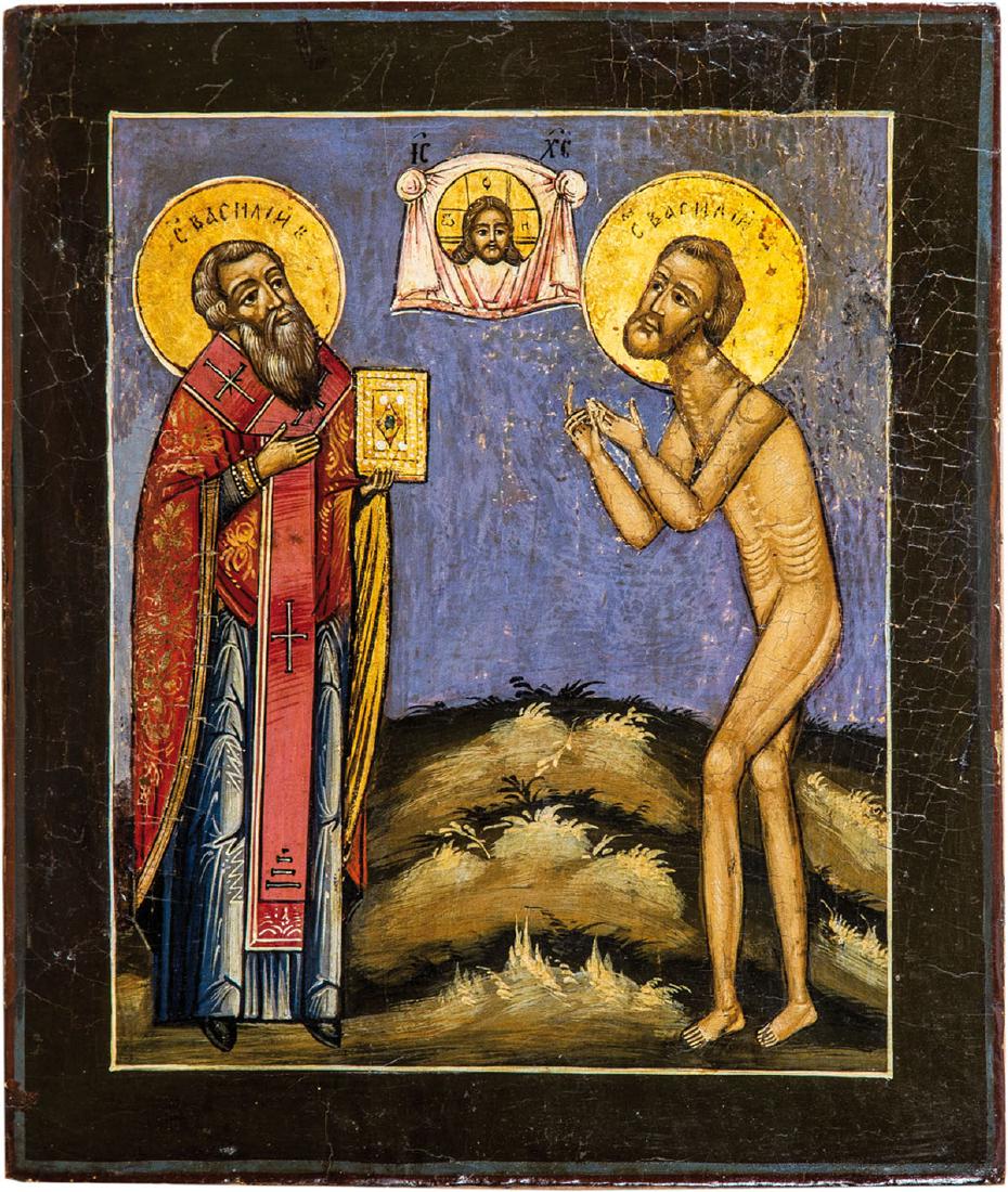 Seltene Darstellung des Heiligen Basilius und Basilius