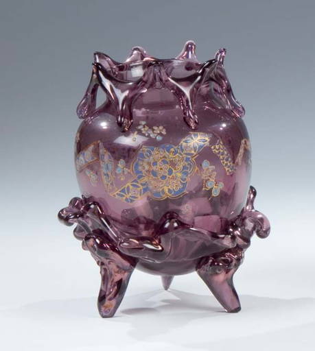 Vase Auguste Jean Glass Art Asian Style Art Deco