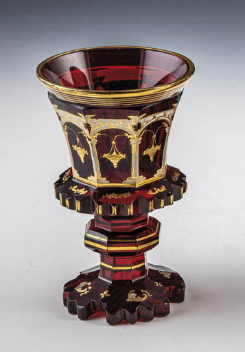Gold Ruby Glass Foot Cup