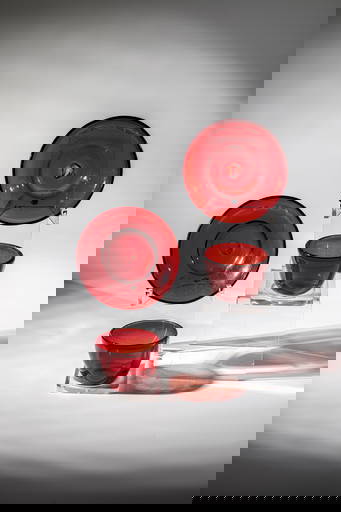 Two Bowls With Gold Ruby Glass Bases