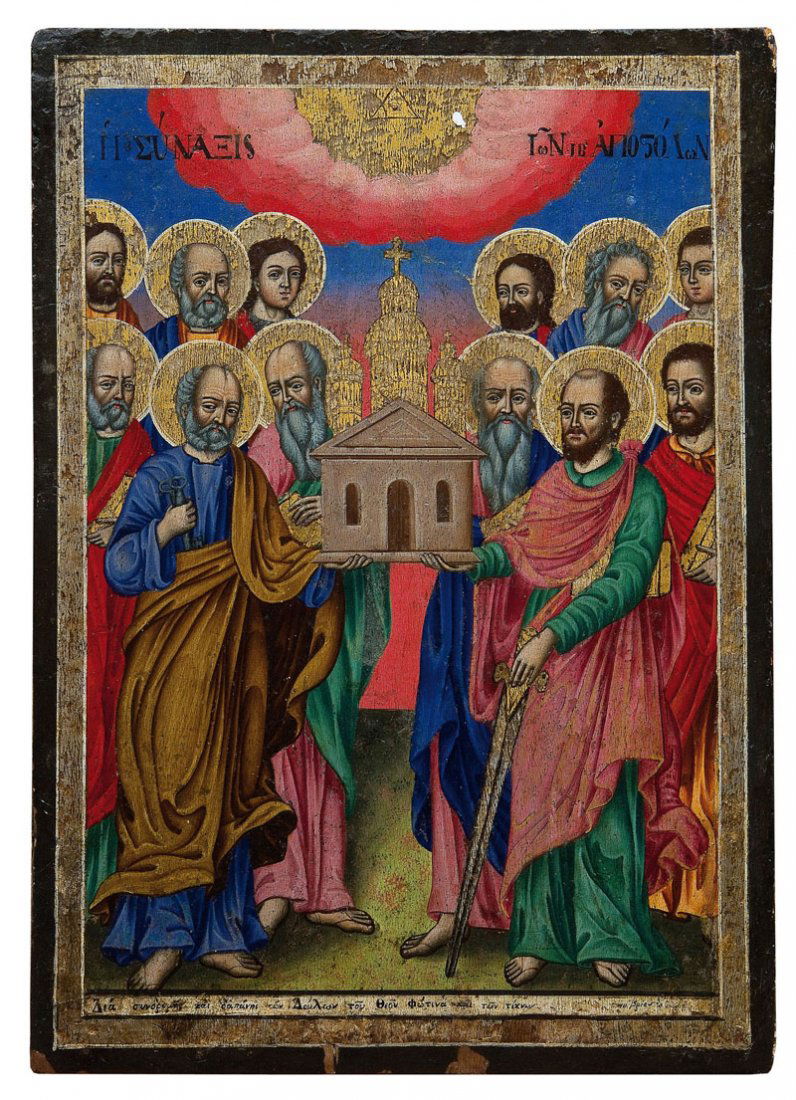 Die Apostel mit dem Modell der Kirche