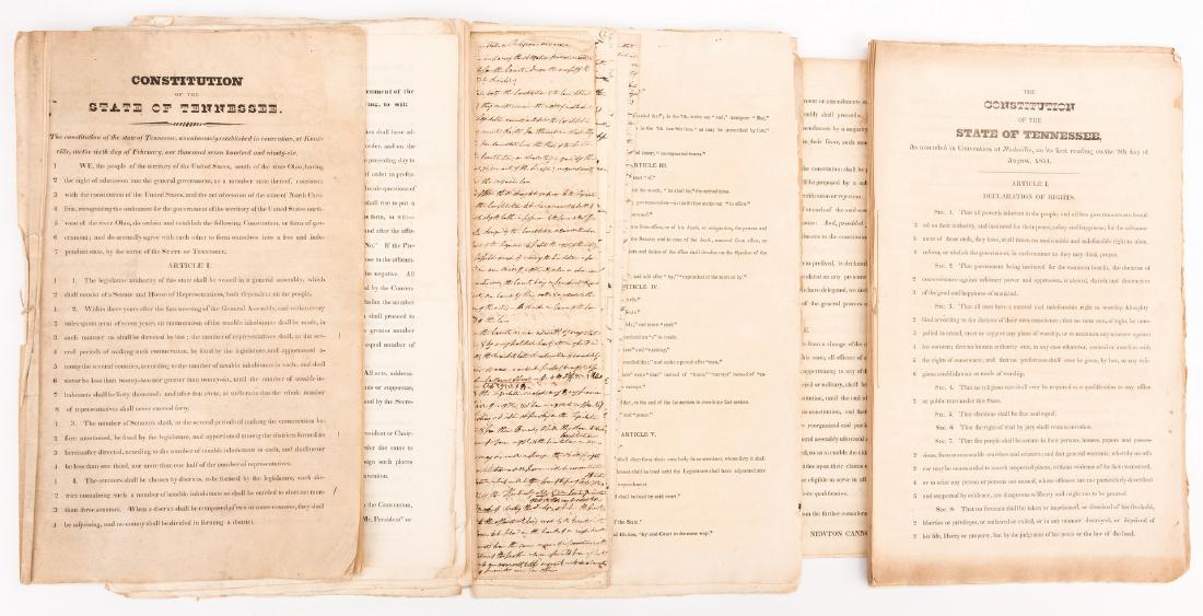 1834 Copy of TN State Constitution with hand written