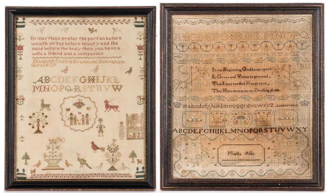 2 early 19th c. English School Girl Samplers