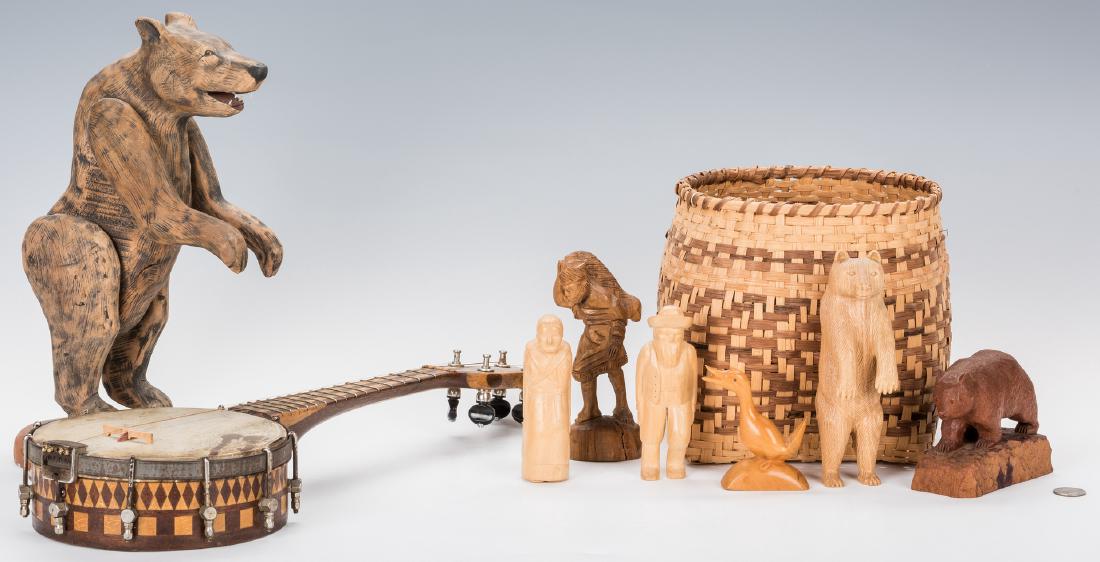 Appalachian Folk Art Items, inc. Banjo, Carvings