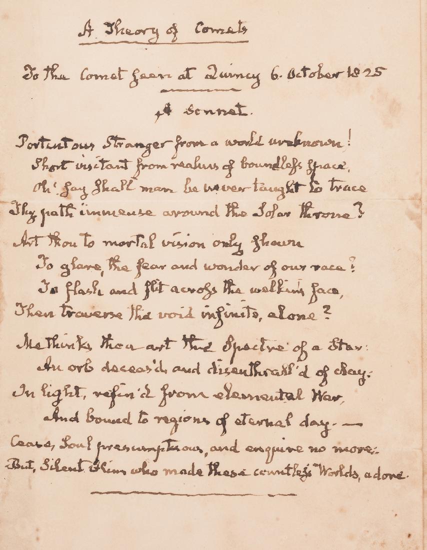 John Q. Adams Handwritten Poem in Album