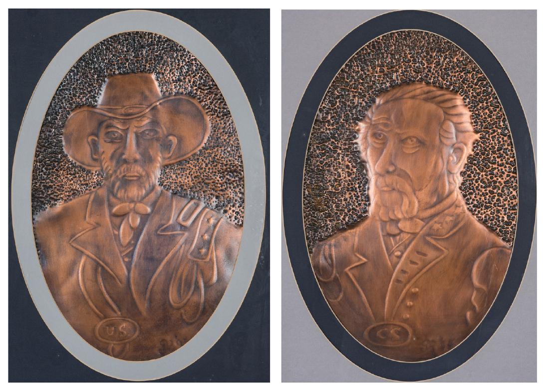 2 Greg Ridley Copper Plaques of Genls. Lee and Grant