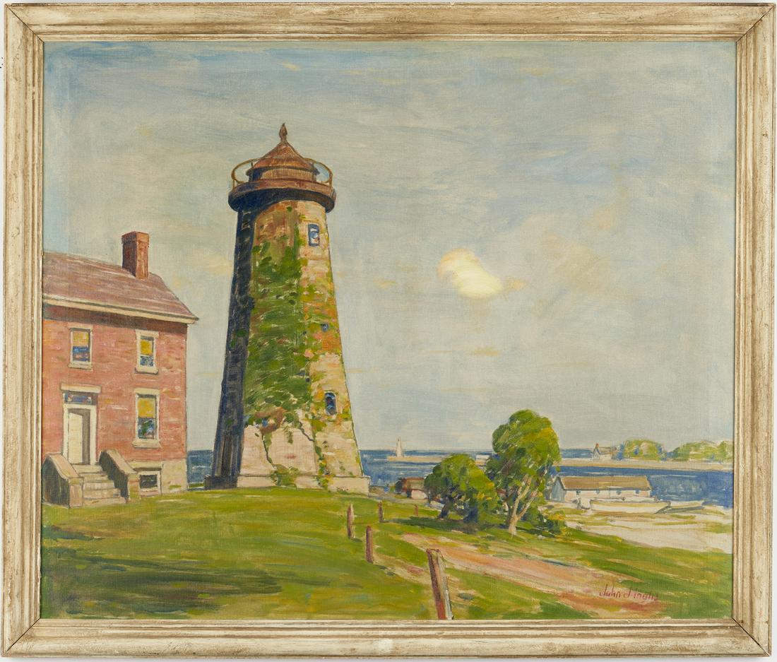 John Inglis O/c, Marine Painting W/ Lighthouse