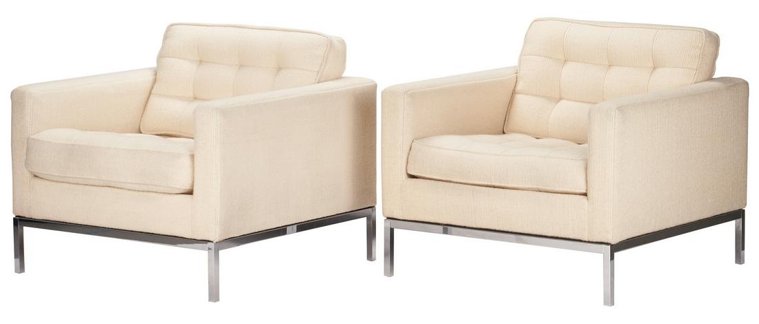 Pair Mid Century Knoll Parallel Bar System Lounge