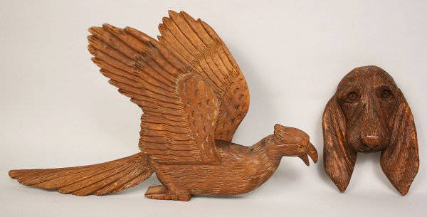Lot Of Two Folk Art Carvings, Clarence Stringfield