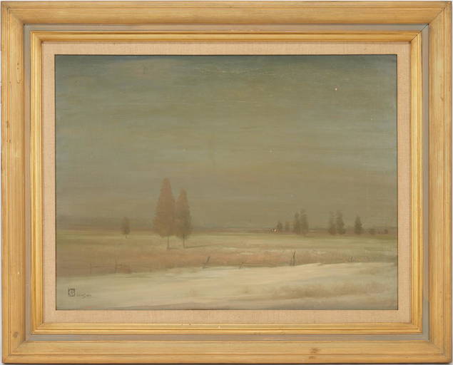 Leon Dabo O/c Winter Landscape Painting