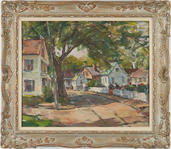 Carl W. Peters O/c Painting, Pleasant St. Rockport
