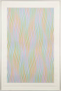 Bridget Riley Silkscreen Print, "green Dominance"
