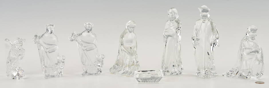 8 Baccarat Crystal Nativity Figurines