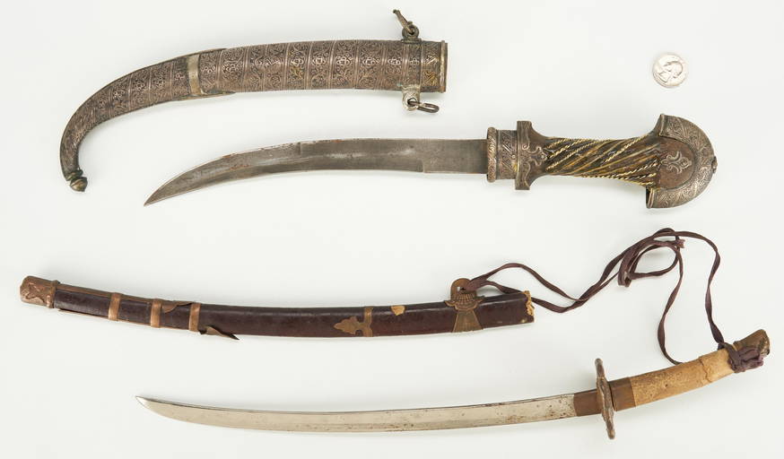 2 Blade Weapons, Incl. Wwii Japanese Miniature Sword