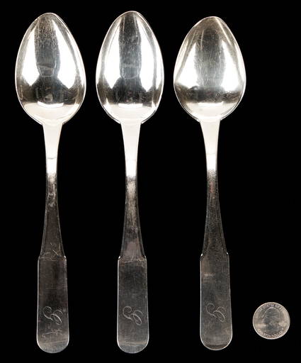 3 Early Asa Blanchard Ky Coin Silver Spoons
