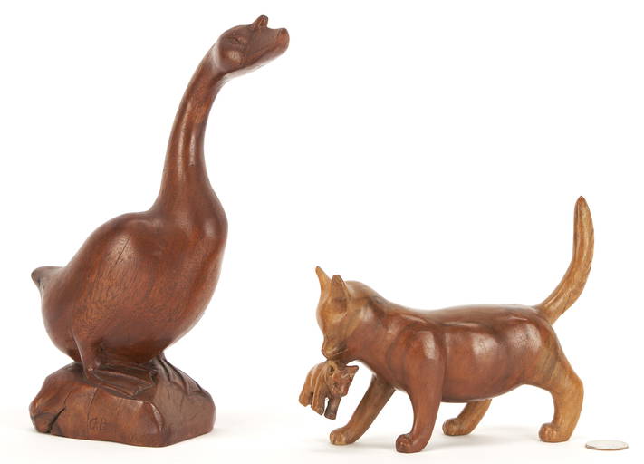 2 Cherokee Wooden Carvings, Incl. Goingback Chiltoskey