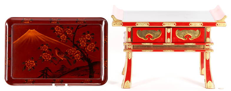 Japanese Red Lacquer Altar Table