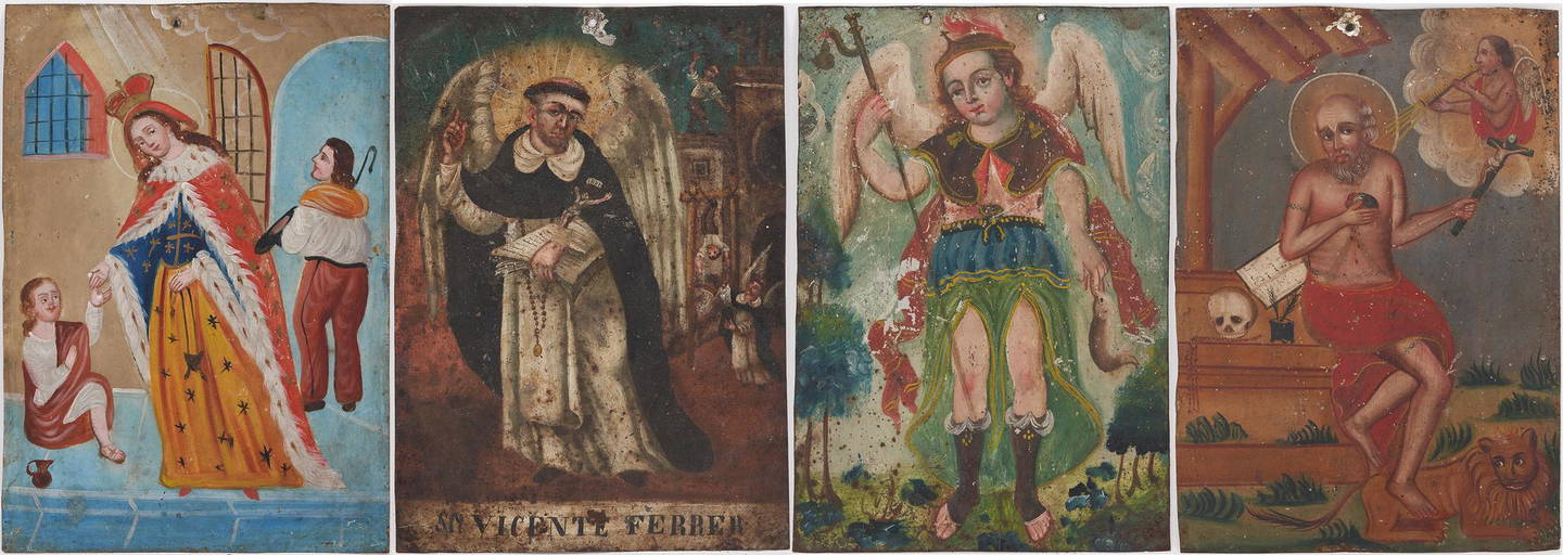 4 Mexican Retablos, Various Saints & Arch Angel (#0381) on Jan 28, 2023 ...