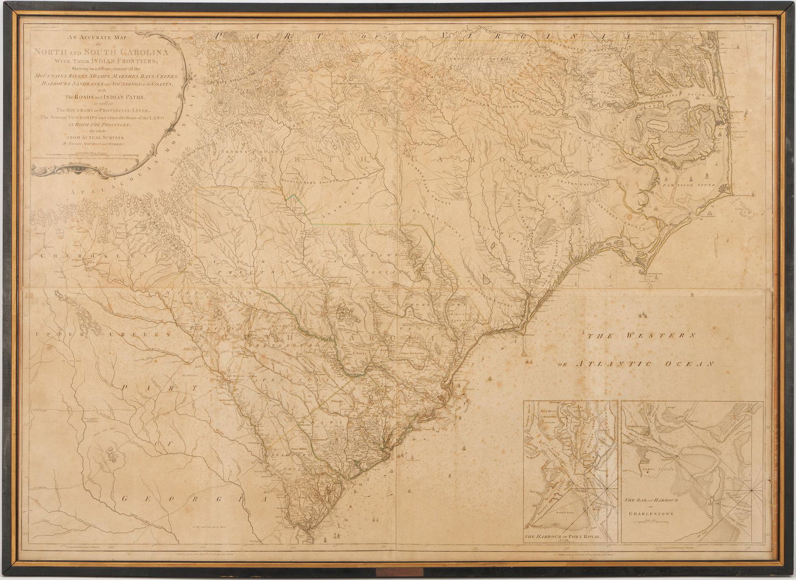 Henry Mouzon 1775 1st State Map Of North / South Carolina With Indian ...