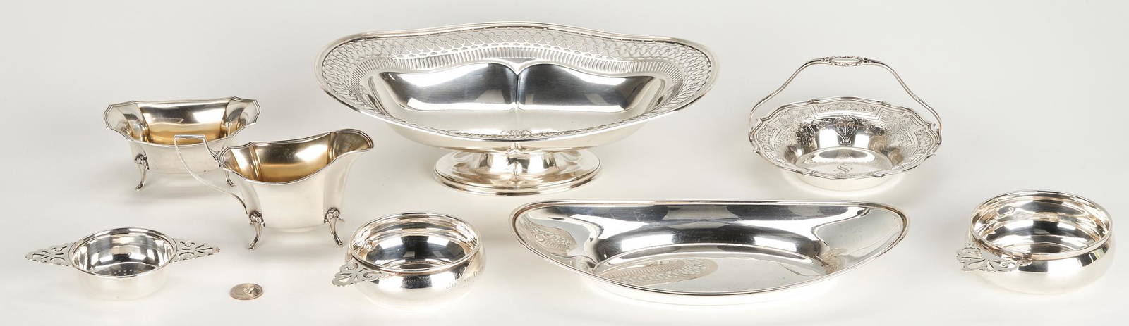 8 Asst. Sterling Silver Hollowware Items, incl. Watson Footed Bread ...